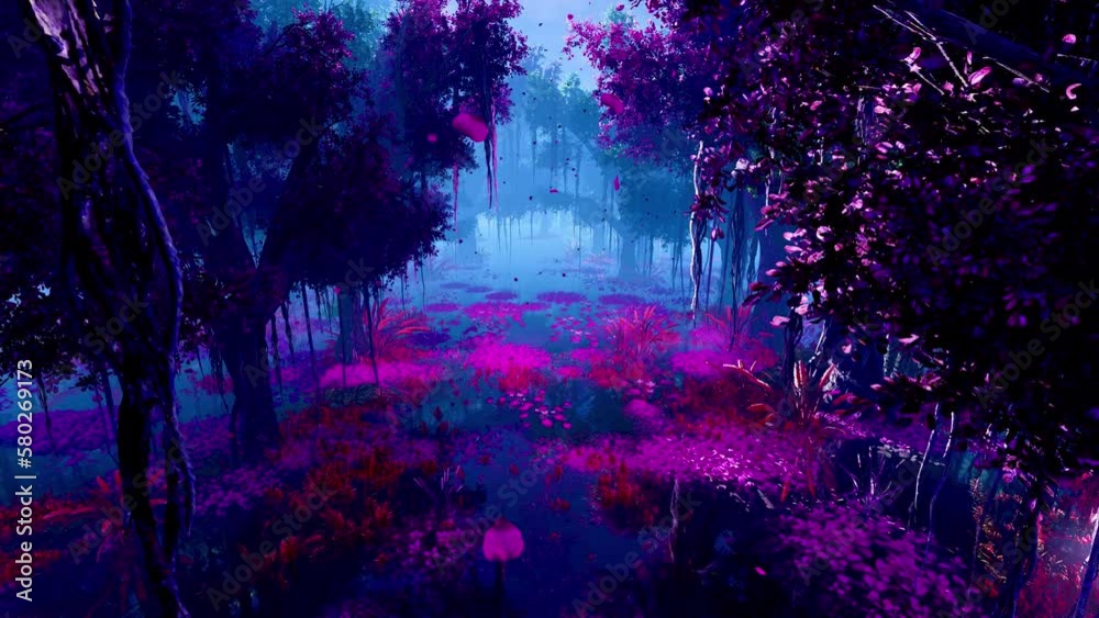 Movement Through Vibrant Rainforest. Animation On The Theme Of Nature ...
