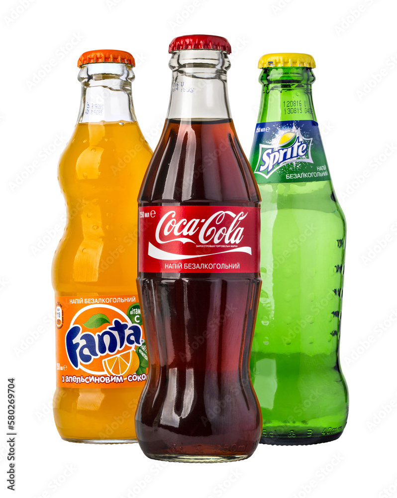 Coca-Cola, Fanta and Sprite glass bottles Stock Photo | Adobe Stock
