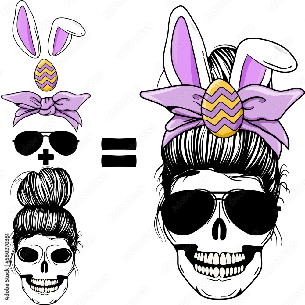 Messy Bun skeleton ,Messy Bun skeleton easter day T-Shirt , Messy Mama ...