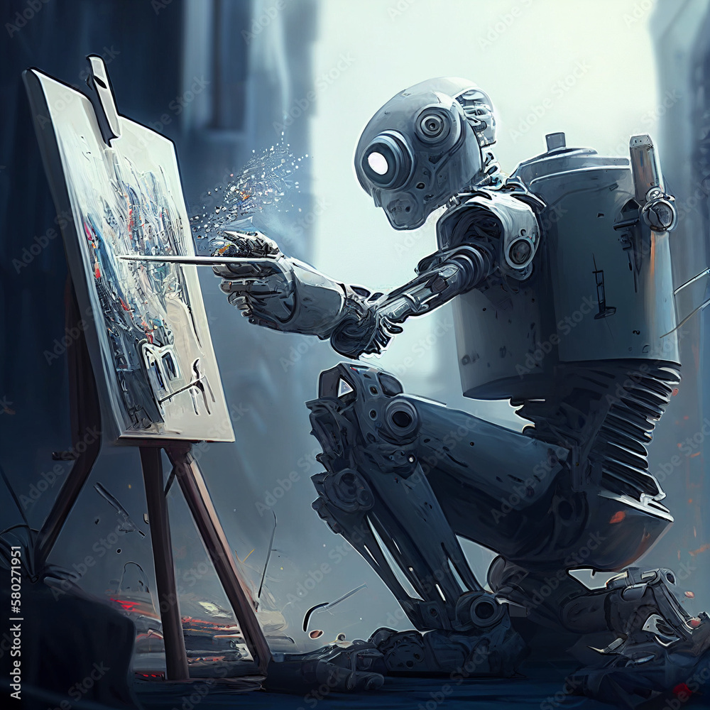 Roboartist painting its artwork piece, robots takes over the human ...