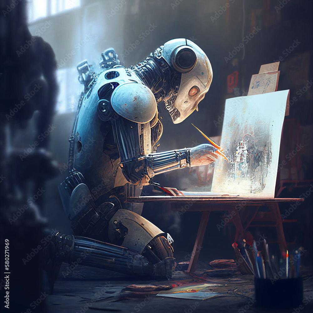 Roboartist painting its artwork piece, robots takes over the human ...
