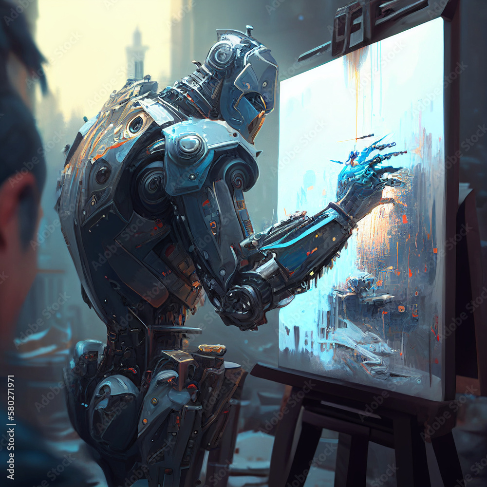 Roboartist painting its artwork piece, robots takes over the human ...