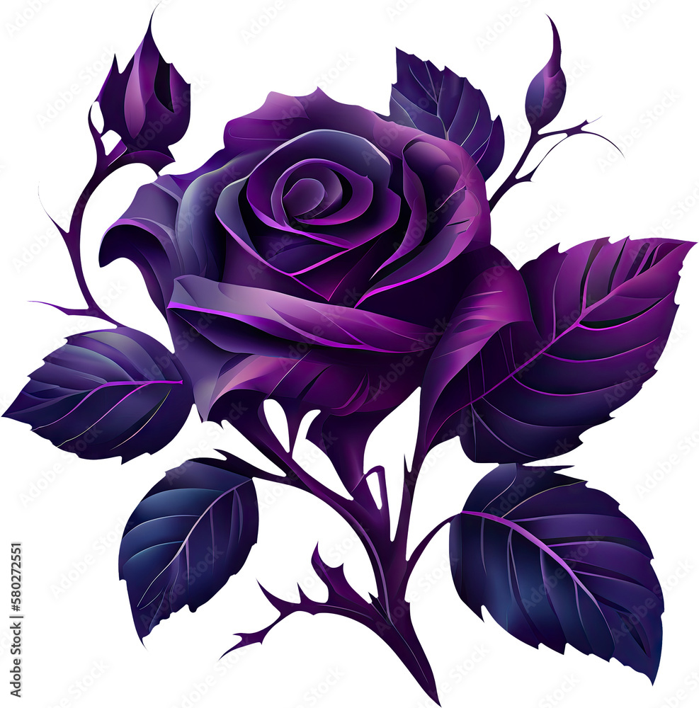 purple rose transparent background - Generative AI Stock Illustration ...