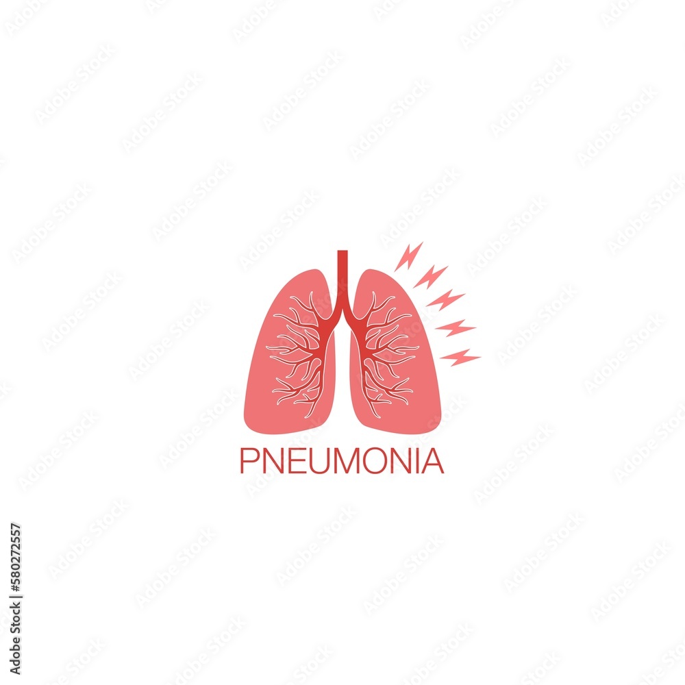 Pneumonia icon. Lung disease symbol isolated on white background Stock ...