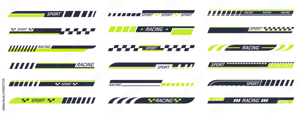 Sports racing stripes. Sports car, moto, boat stickers, striped vehicle ...
