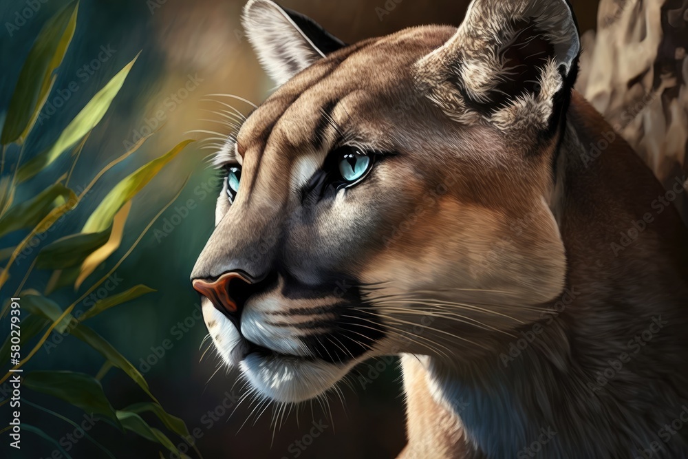 Image of a Florida panther in close up profile, showing the animal's ...