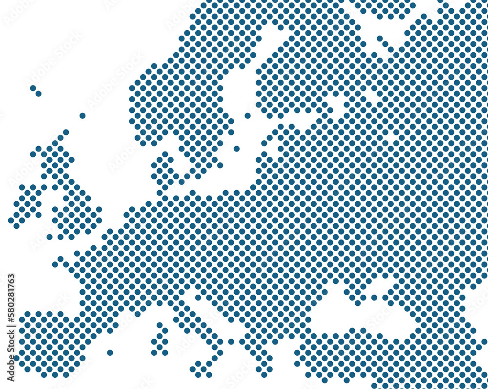 Flat dot europe continent map. EU pixel map outline on transparent ...