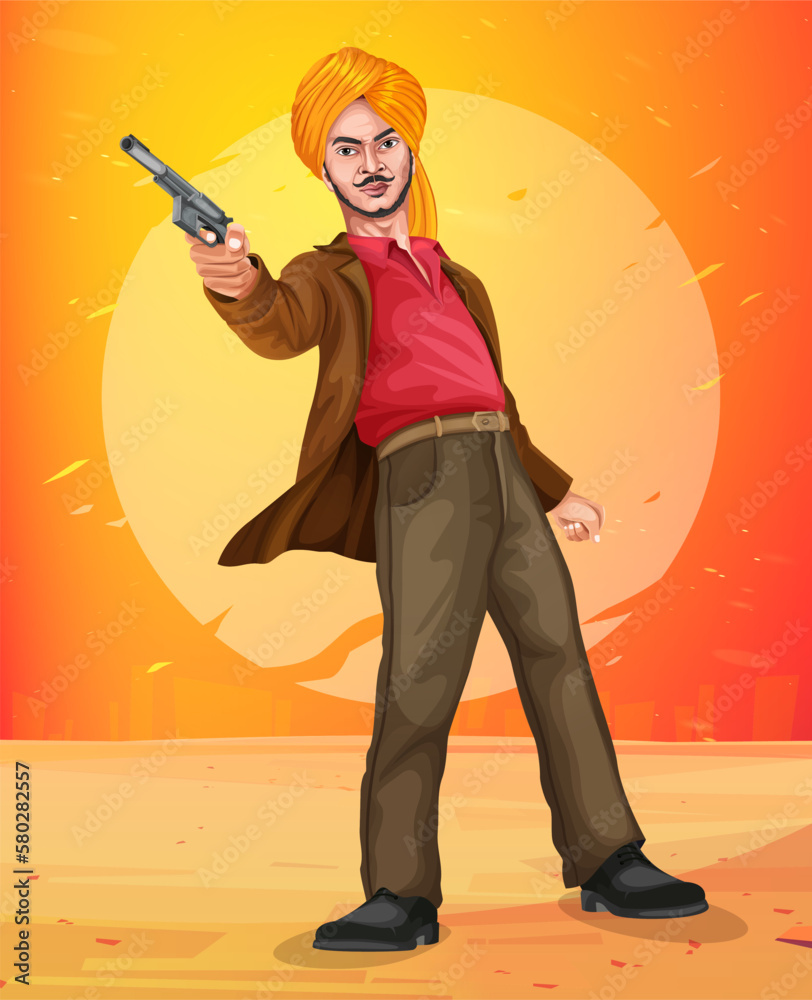 Vector illustration of Nation Hero and Freedom Fighter Bhagat Singh ...