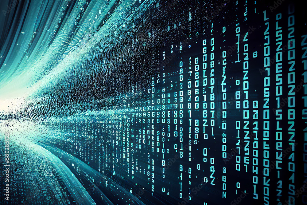 Binary Computer Matrix Code Data Stream Abstract Background Showing A Coding Transmission Over