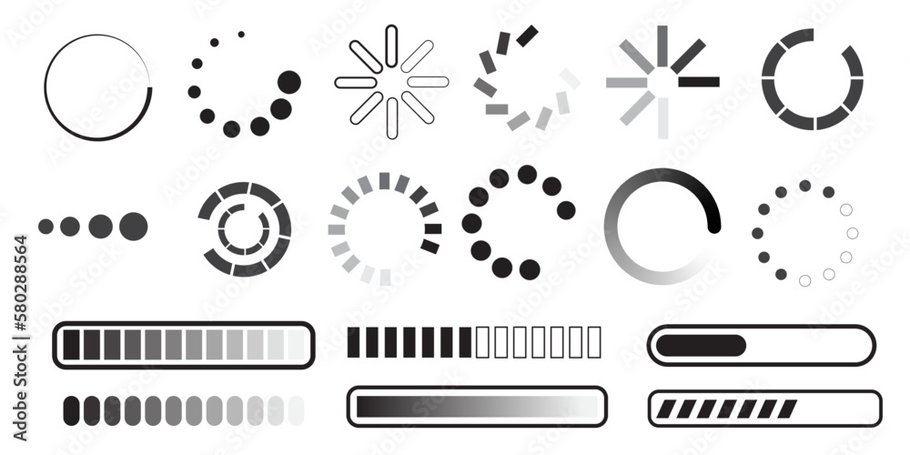 Set of vector loading icons. loading bar progress icon. Download ... Set of vector loading icons. loading bar progress icon. Download ...