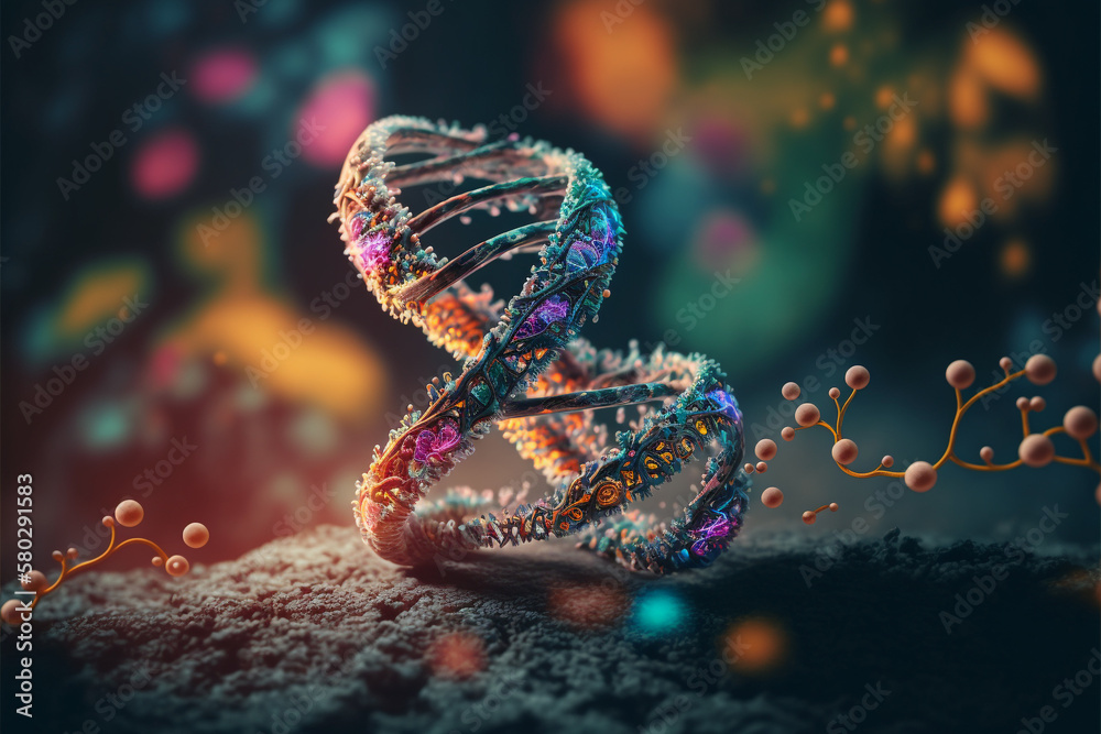 DNA Futuristic digital background, Generative AI for Science and ...