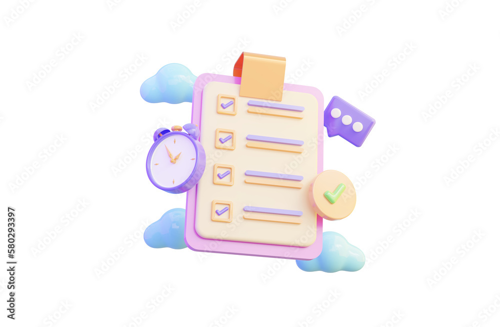 document check list with clock message check mark cloud icon on white ...