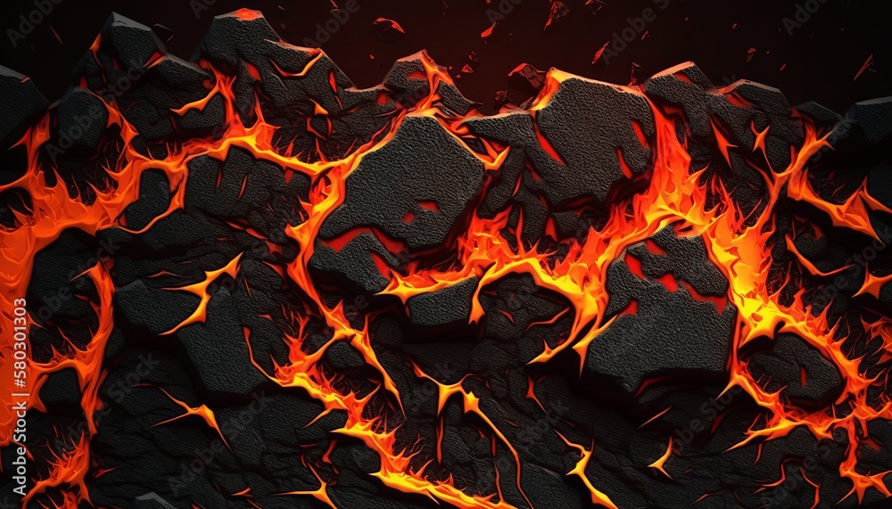 Magma volcano background. Lava fire using UI UX Design. Stock ...