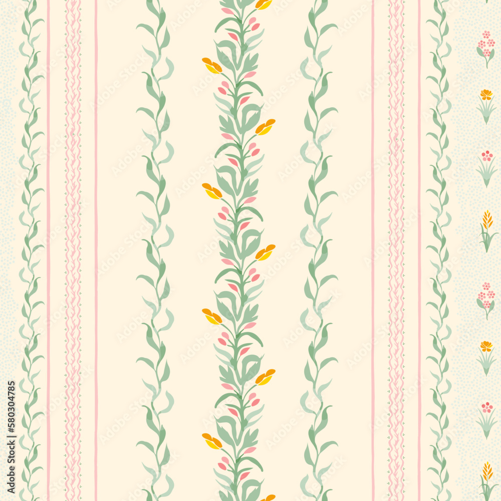 boho stripes floral pattern on light pastel background Stock Vector ...