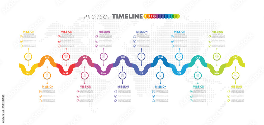 infographic Project timeline graph for 12 months modern diagram ...