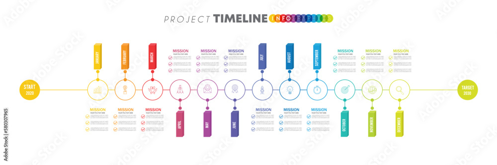 infographic Project timeline graph for 12 months modern diagram ...
