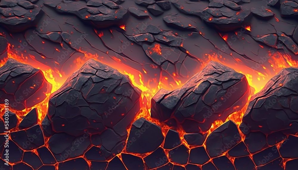 Magma volcano background. Lava fire using UI UX Design. Stock ...