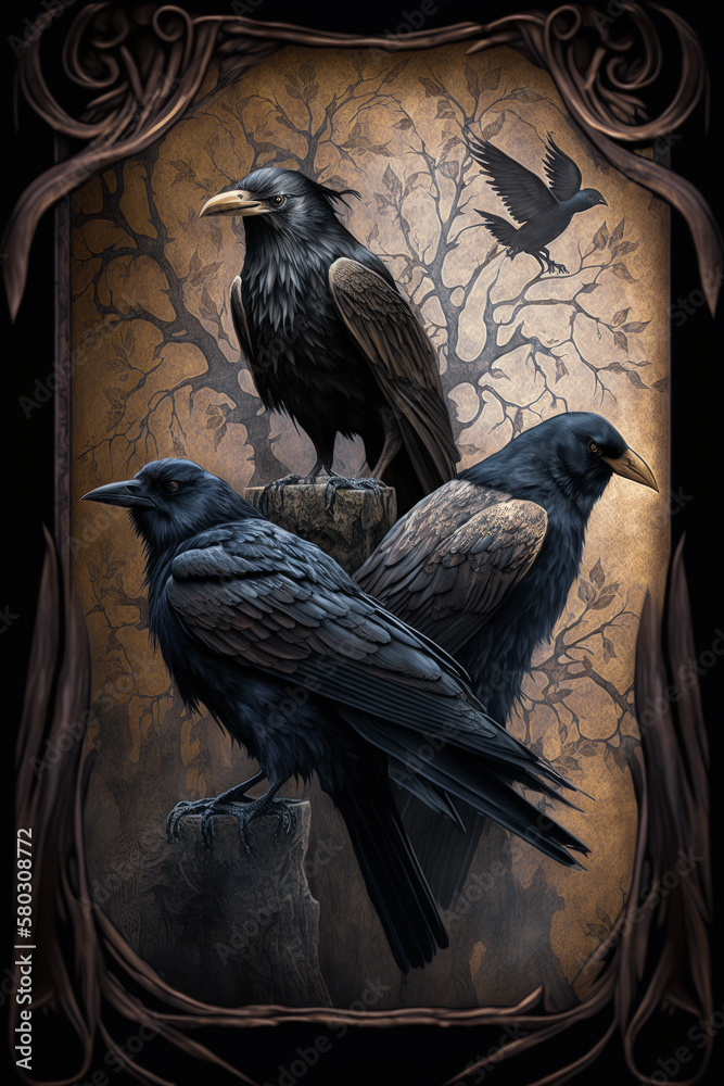 Gothic Reverie: The Enigmatic Crow in Art AI-Generated Stock ...