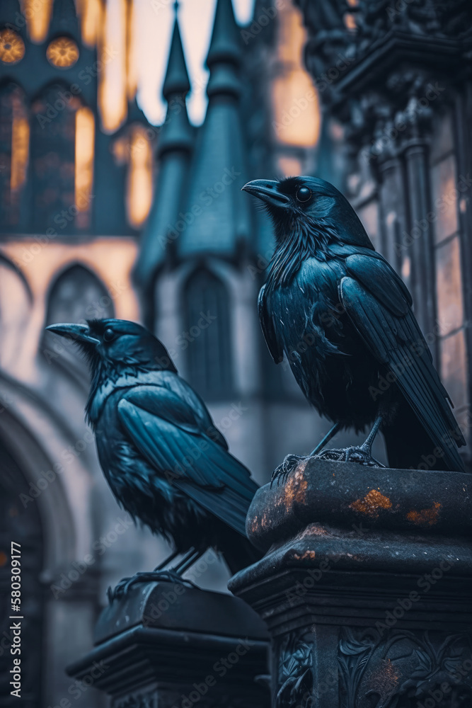 Gothic Reverie: The Enigmatic Crow in Art AI-Generated Stock ...