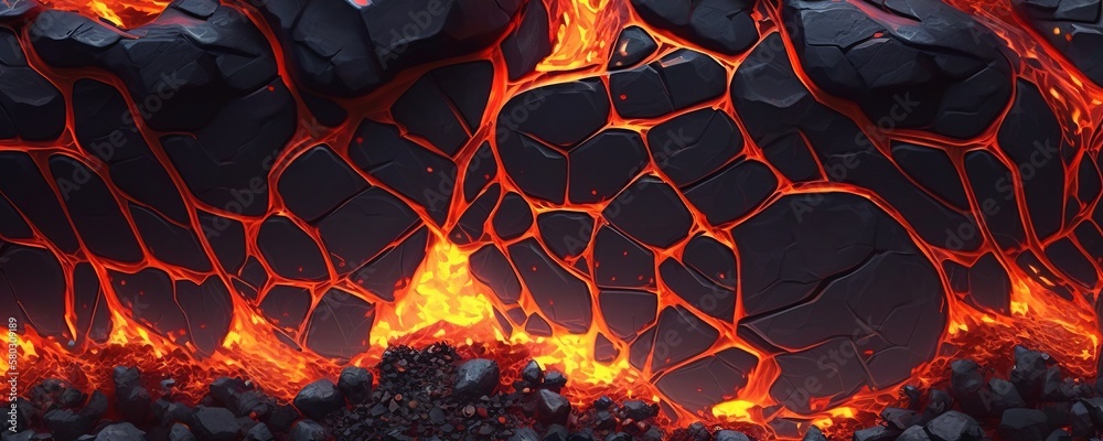 Magma volcano background. Lava fire using UI UX Design. Stock ...