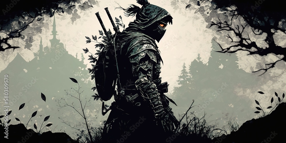 Samurai warrior background, generative ai Stock Illustration | Adobe Stock