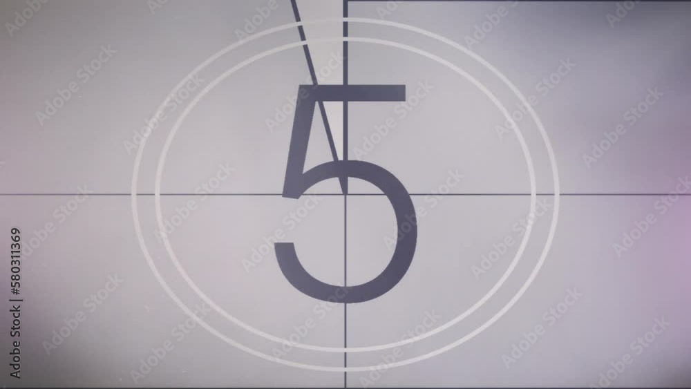 Retro video timer. Countdown Leader. Countdown from 8 to 2. Vintage ...