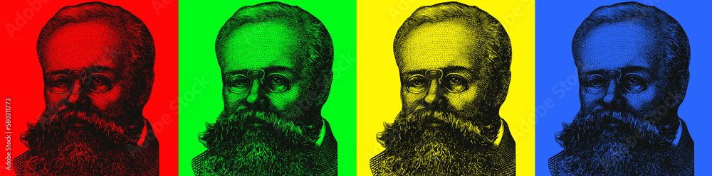 Close up portrait of Mykhailo Hrushevsky, President of the Central Rada ...