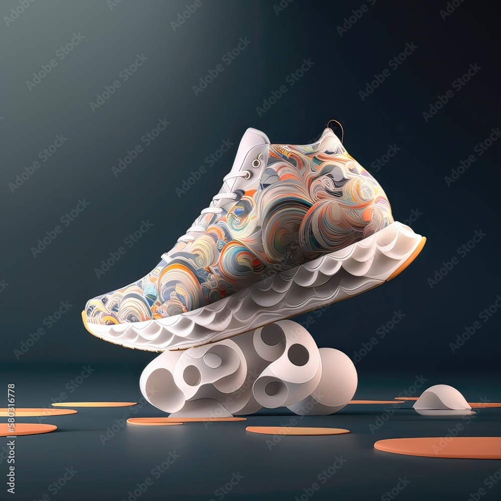 These sneakers are rendered in realistic 8K detail, with intricate ...