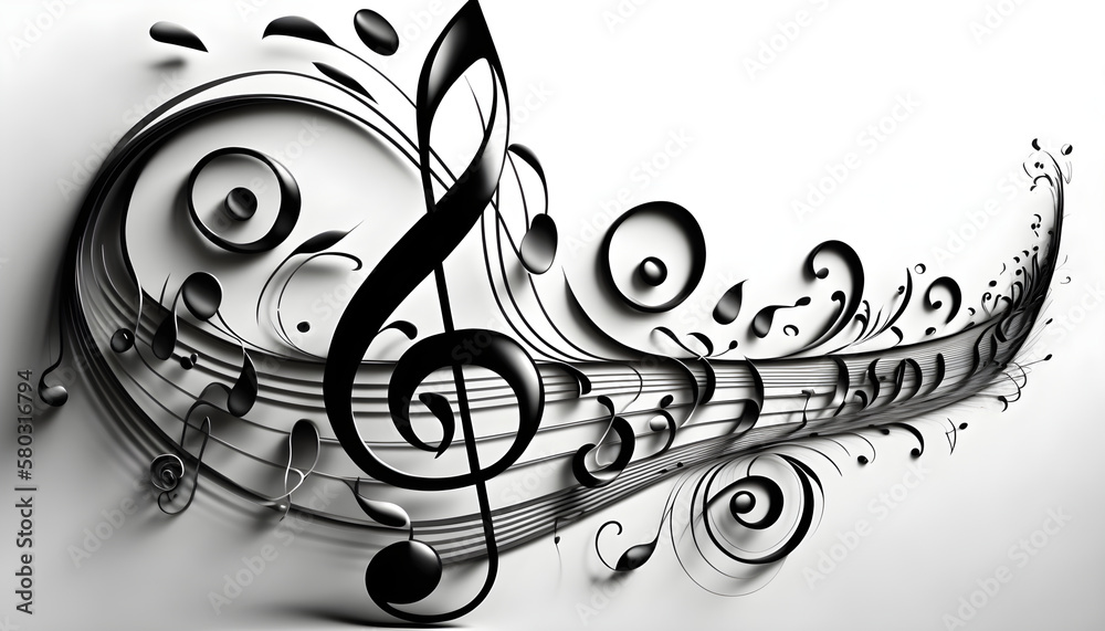 ภาพประกอบสต็อก 3d illustration of musical notes and musical signs of ...