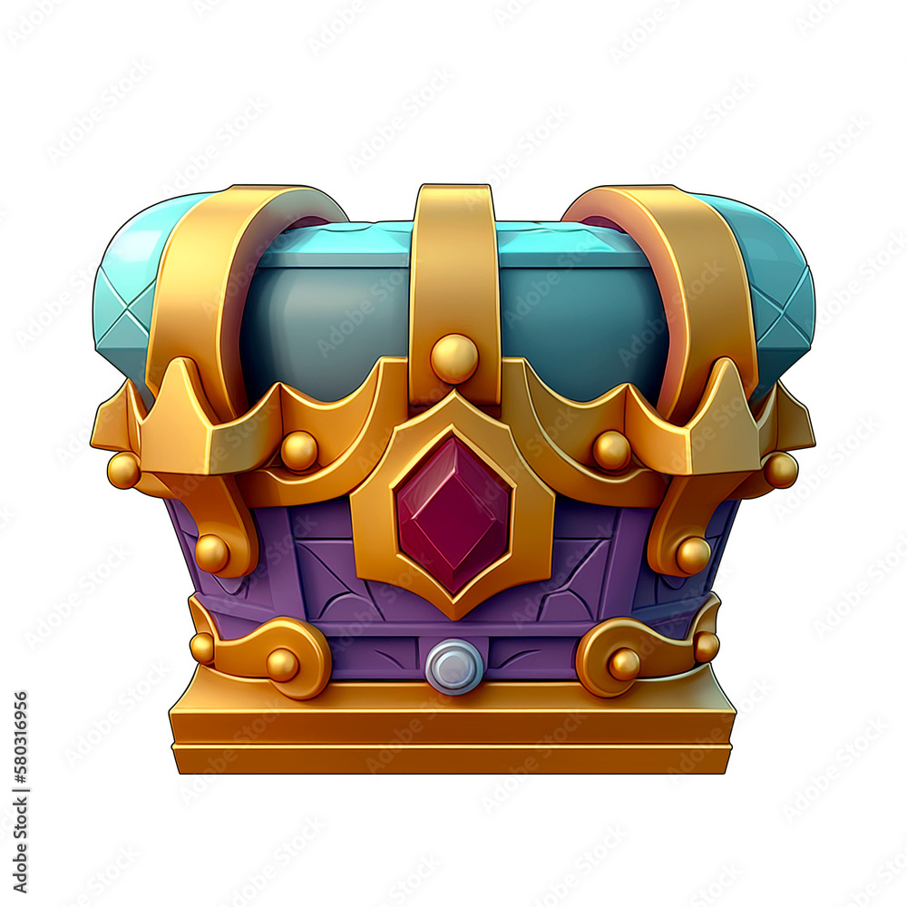 Casual game treasure chest on transparent background. Illustration of a ...