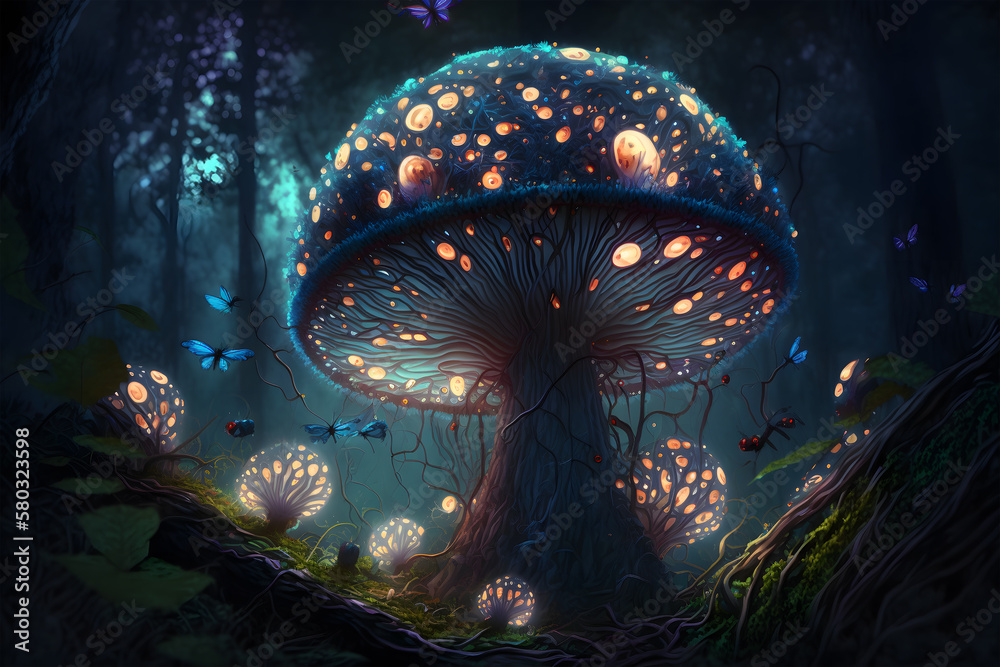 Fairy mushroom. Mushroom in the fairy forest. Fantasy mushroom in the ...