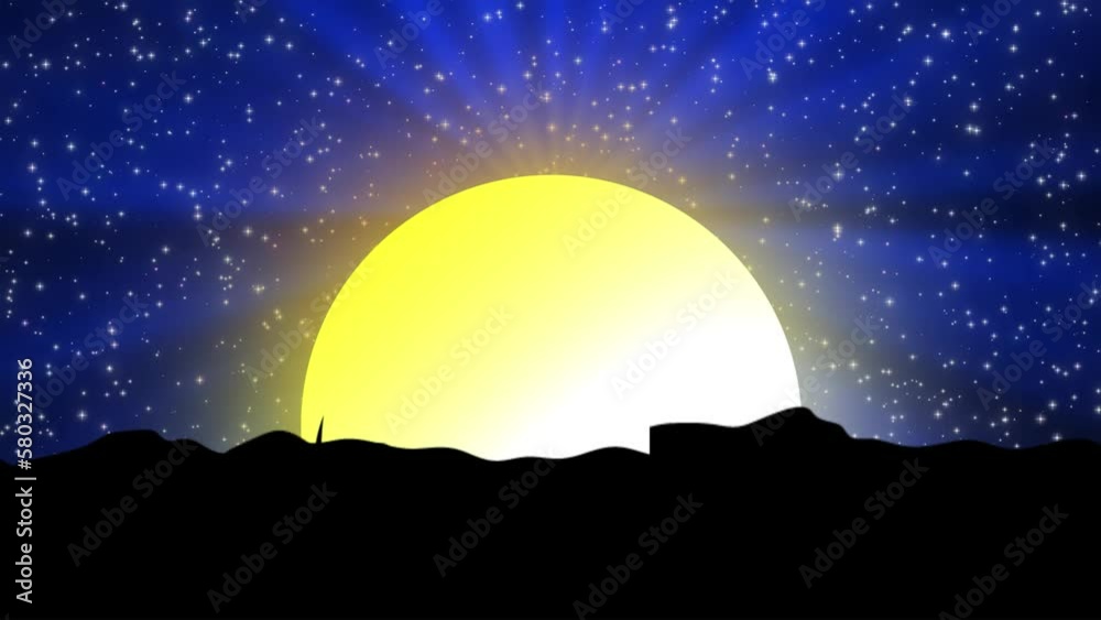 Sun Rising Animation Background With Optical Rays Effects And Glowing ...