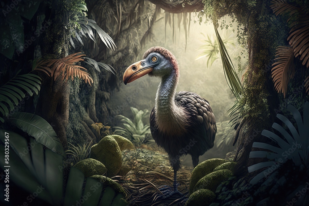 realistic photo of Dodo bird in the jungle, generative ai Stock ...