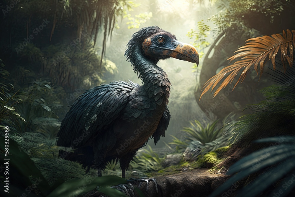 realistic photo of Dodo bird in the jungle, generative ai Stock ...