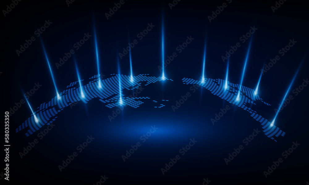 Abstract A Scanning Stream Of Binary Code Numbers On The Monitor Are