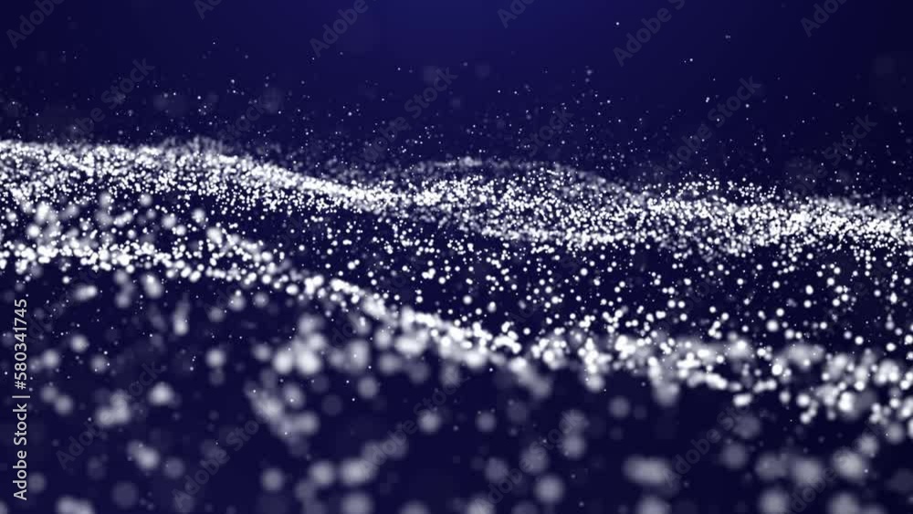Abstract digital particles wave and lights background. Glitter white ...