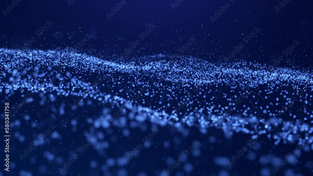 Glitter blue particles abstract background flickering with blurry ...