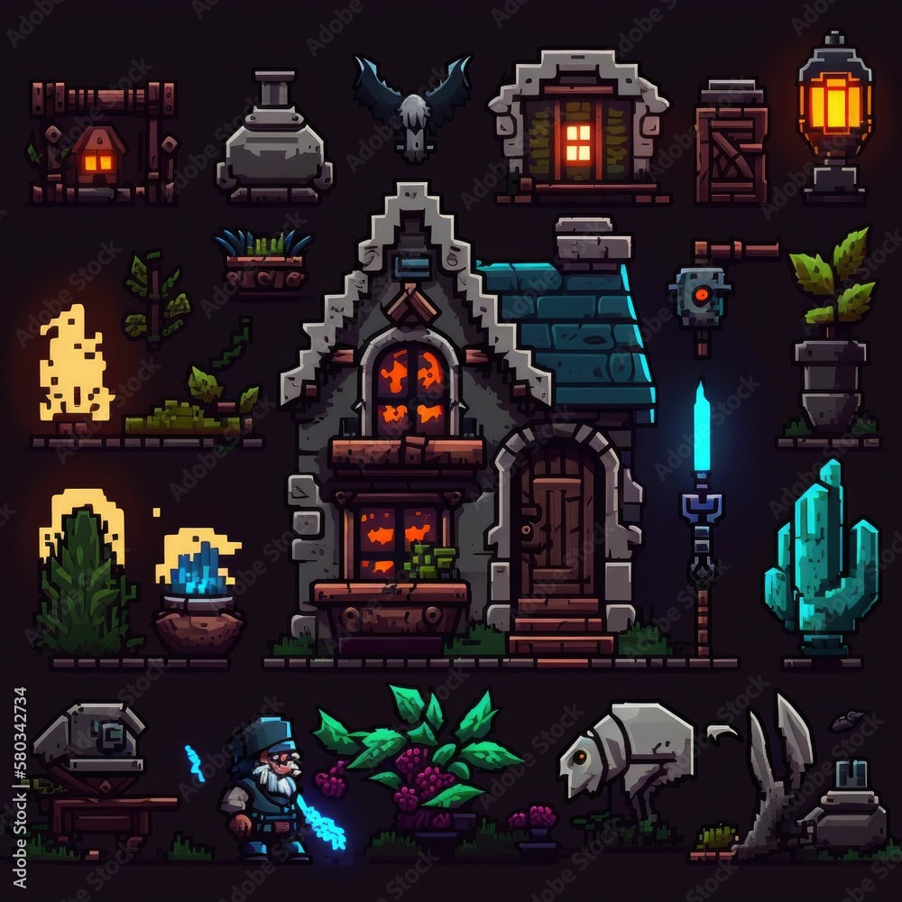 Detailed RPG Icons Sprite Sheet with Sharp Design for Game Assets Stock ...