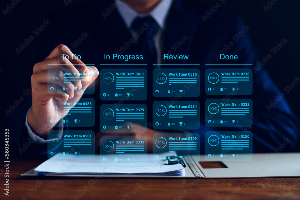 Agile software development or project management using kanban or scrum ...
