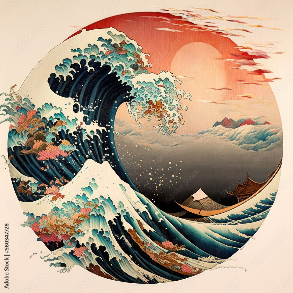 The great wave concept art Stock Illustration | Adobe Stock