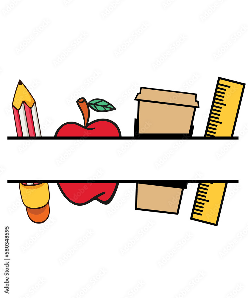 Teacher apple crayon name frame custom monogram svg, teacher name svg ...