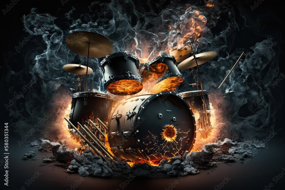 Heavy metal drums blazing like the fires of hell, lightning crackling ...