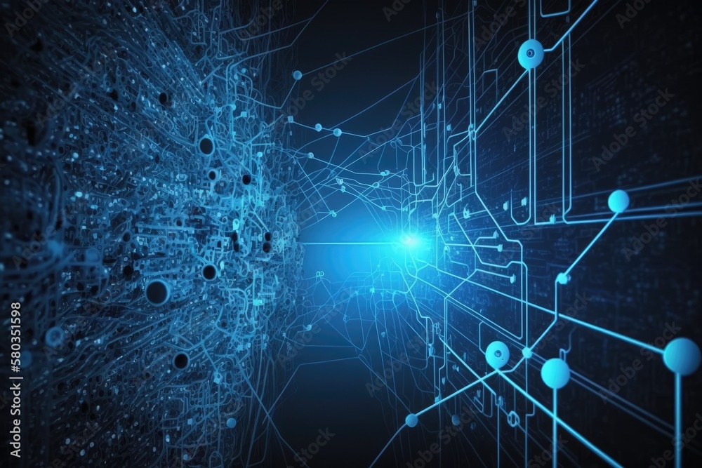network technology background in blue the future. Generative AI Stock ...
