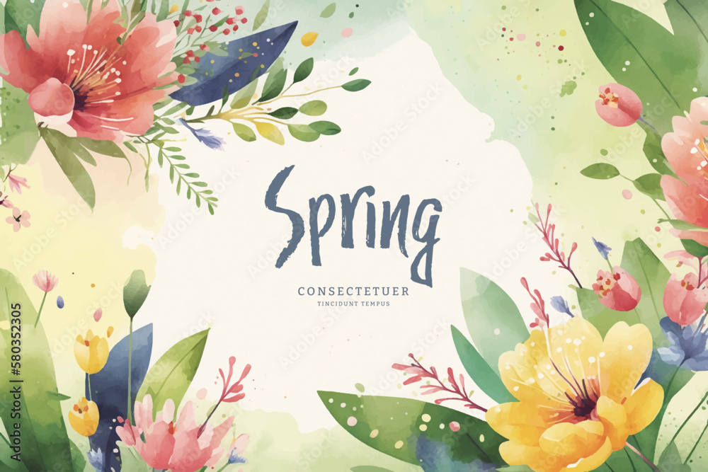 Vector watercolor spring banner Stock Vector | Adobe Stock