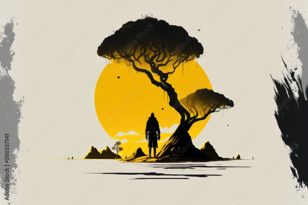 Generative AI illustration image of surreal sci-fi concept art alien ...