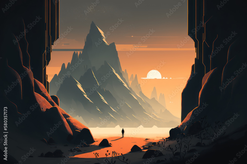 Generative AI illustration image of surreal sci-fi concept art alien ...