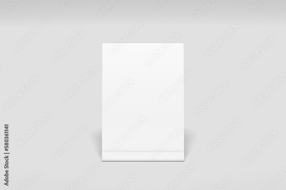blank and white A4 paper with stand on grey background. suitable to ...