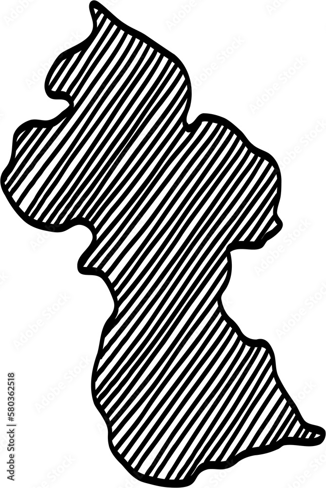doodle freehand drawing of guyana map. Stock Illustration | Adobe Stock
