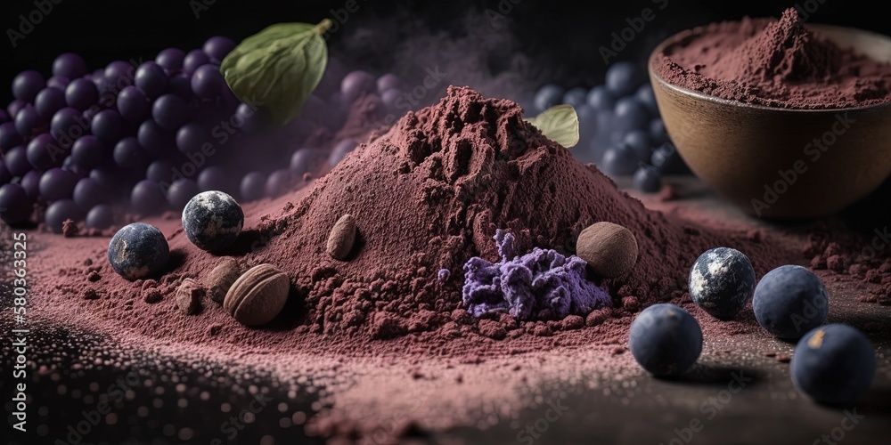 The texture of acai powder is suitable for use as a food background ...
