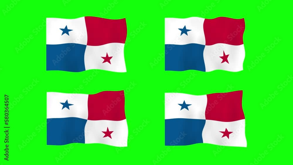 Panama Waving Flag 2D Animation on Green Screen Background. Looping ...